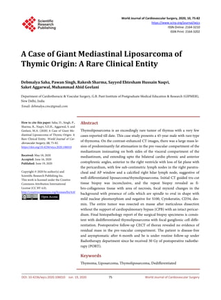 A case of giant mediastinal liposarcoma of thymic origin a rare clinical entity | PDF