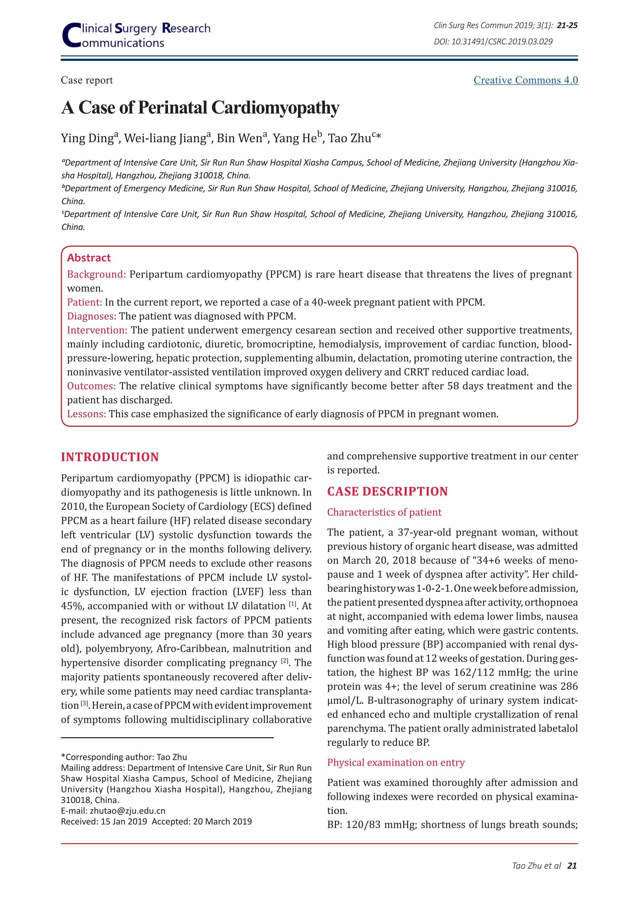 A case of perinatal cardiomyopathy | PDF