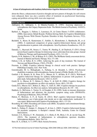 A Case Of Schizophrenia With Auditory Hallucination-Cognitive ...