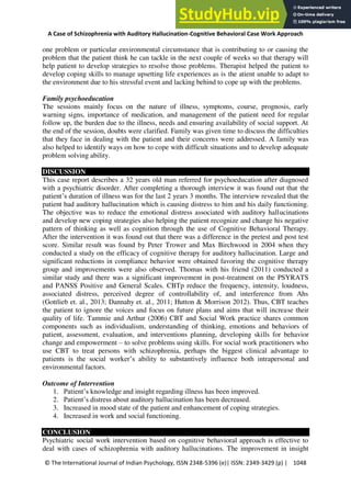 A Case Of Schizophrenia With Auditory Hallucination-Cognitive ...
