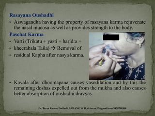 A case report -- Apeenasa/ Atrophic rhinitis-Shdabindu Taila Nasya ...