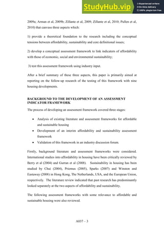 A CASE STUDY ANALYSIS OF SUSTAINABLE AND AFFORDABLE HOUSING | PDF