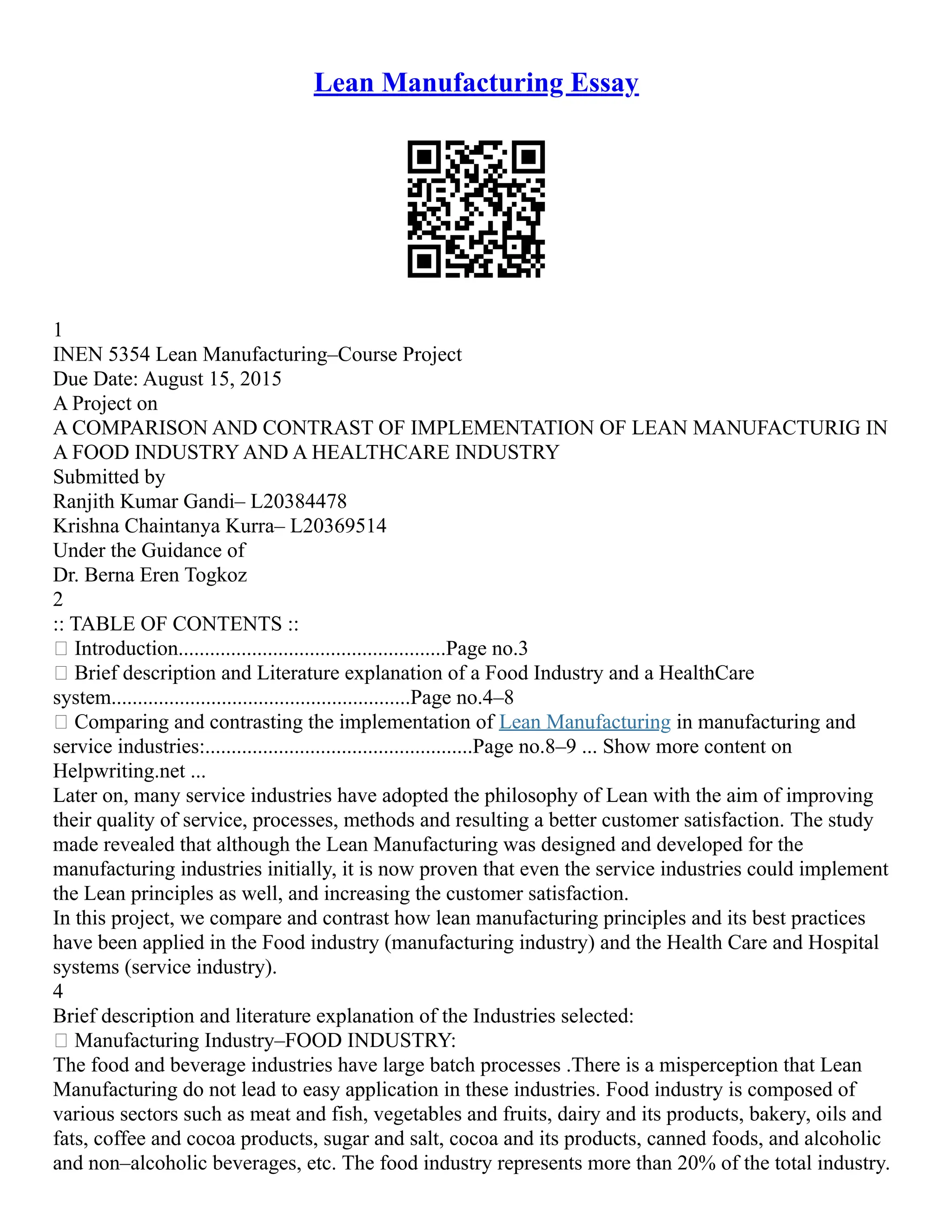 A Case Study Based On Lean Thinking Principles And Techniques | PDF