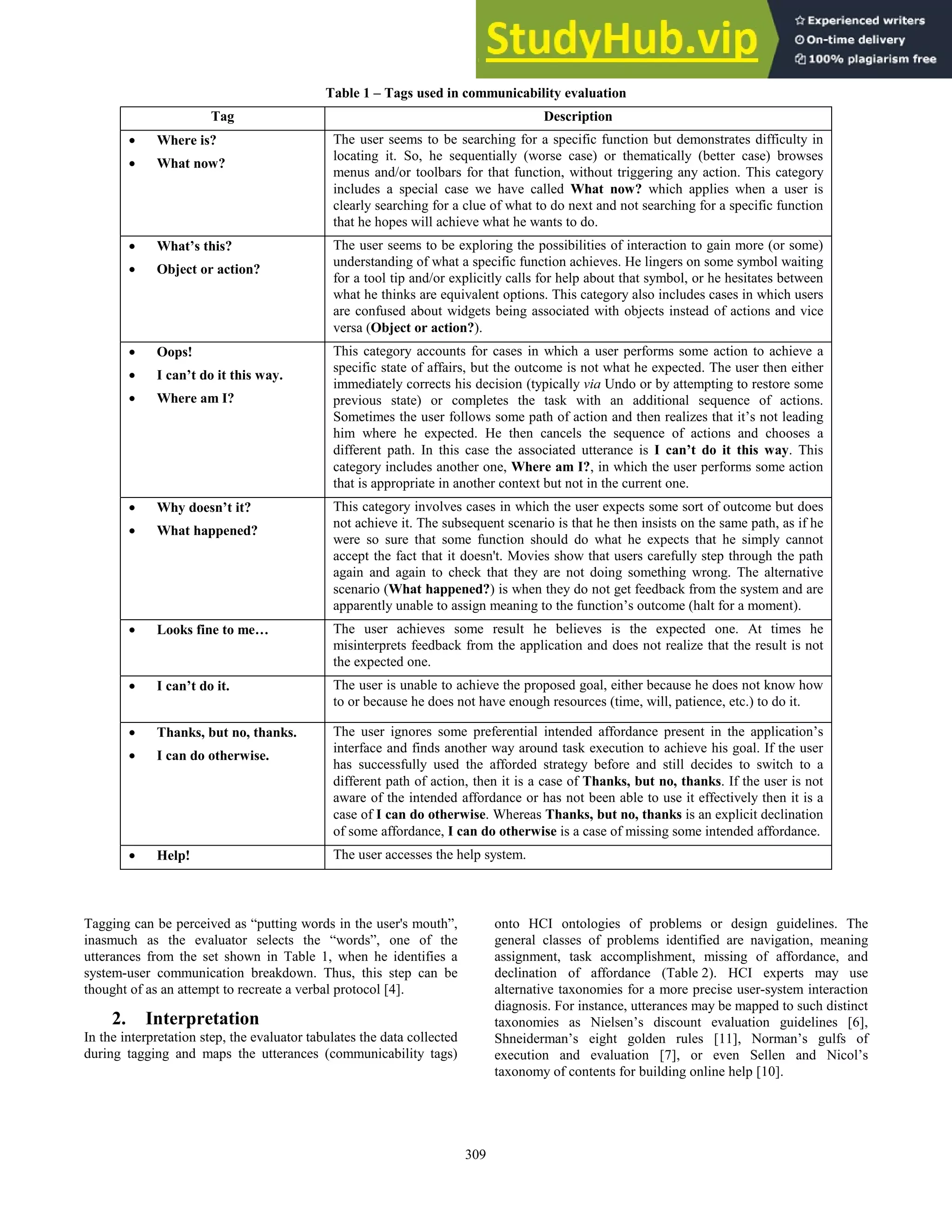 A Case Study For Evaluating Interface Design Through Communicability | PDF