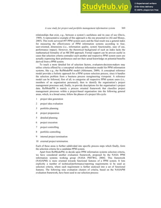 A Case Study For Project And Portfolio Management Information System ...