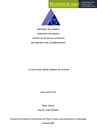 A CASE STUDY FROM TURKEY ON AUTISM | PDF