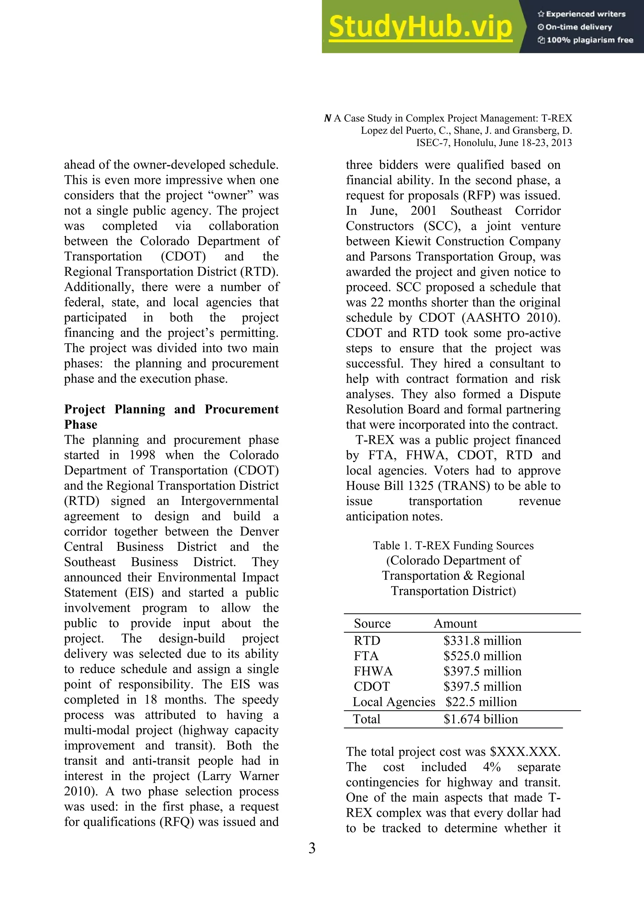 A Case Study In Complex Project Management T-Rex | PDF