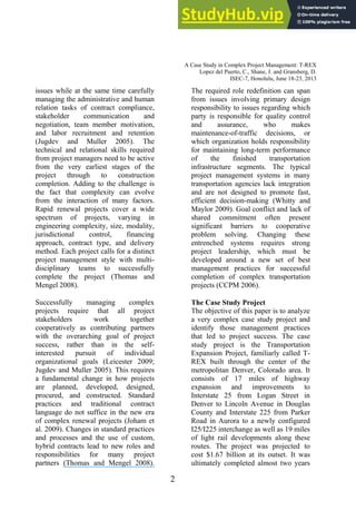 A Case Study In Complex Project Management T-Rex | PDF