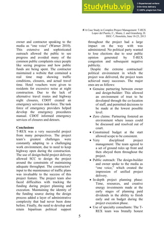 A Case Study In Complex Project Management T-Rex | PDF