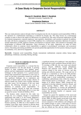 A Case Study In Corporate Social Responsibility | PDF