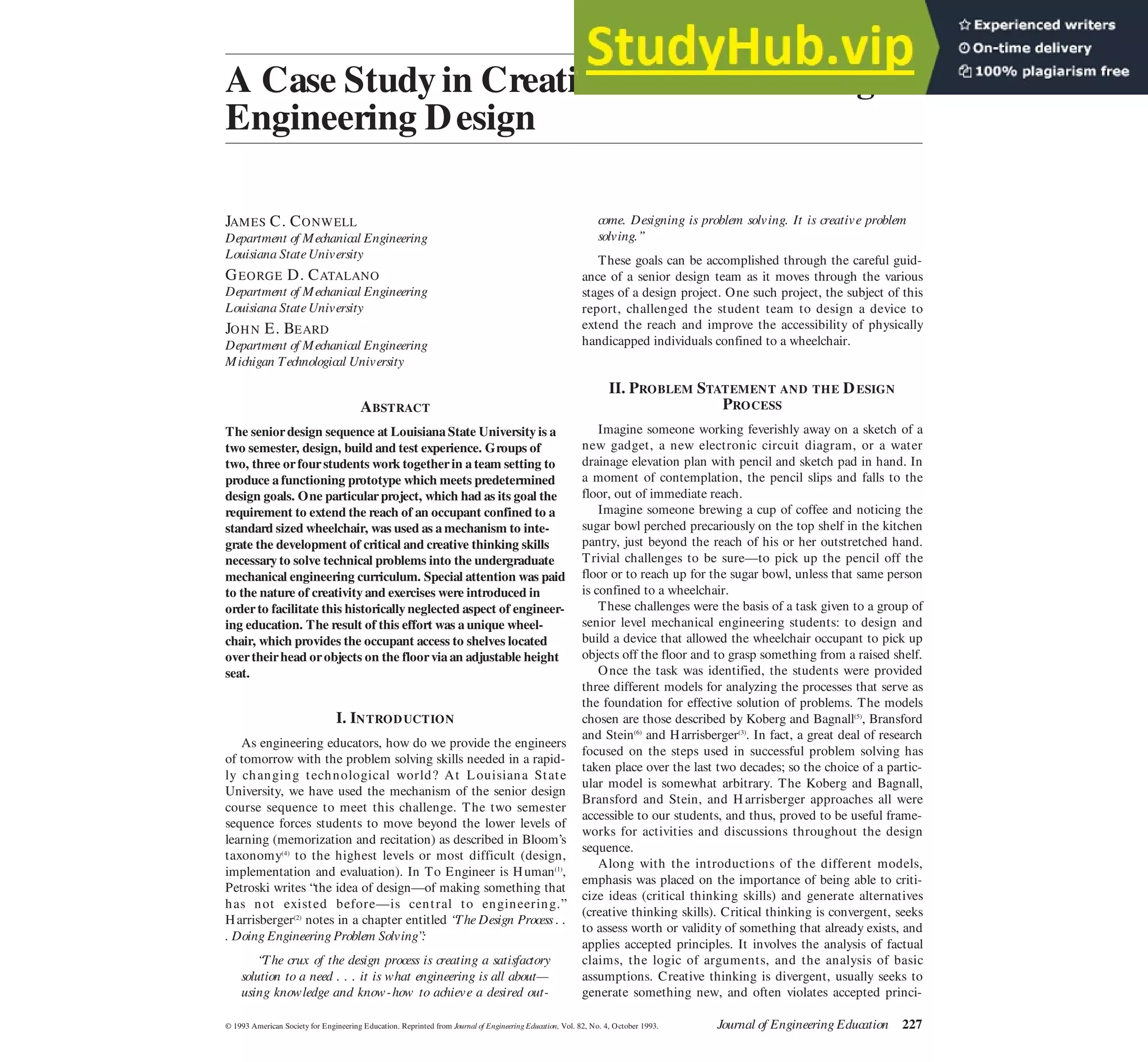 A Case Study In Creative Problem Solving In Engineering Design | PDF
