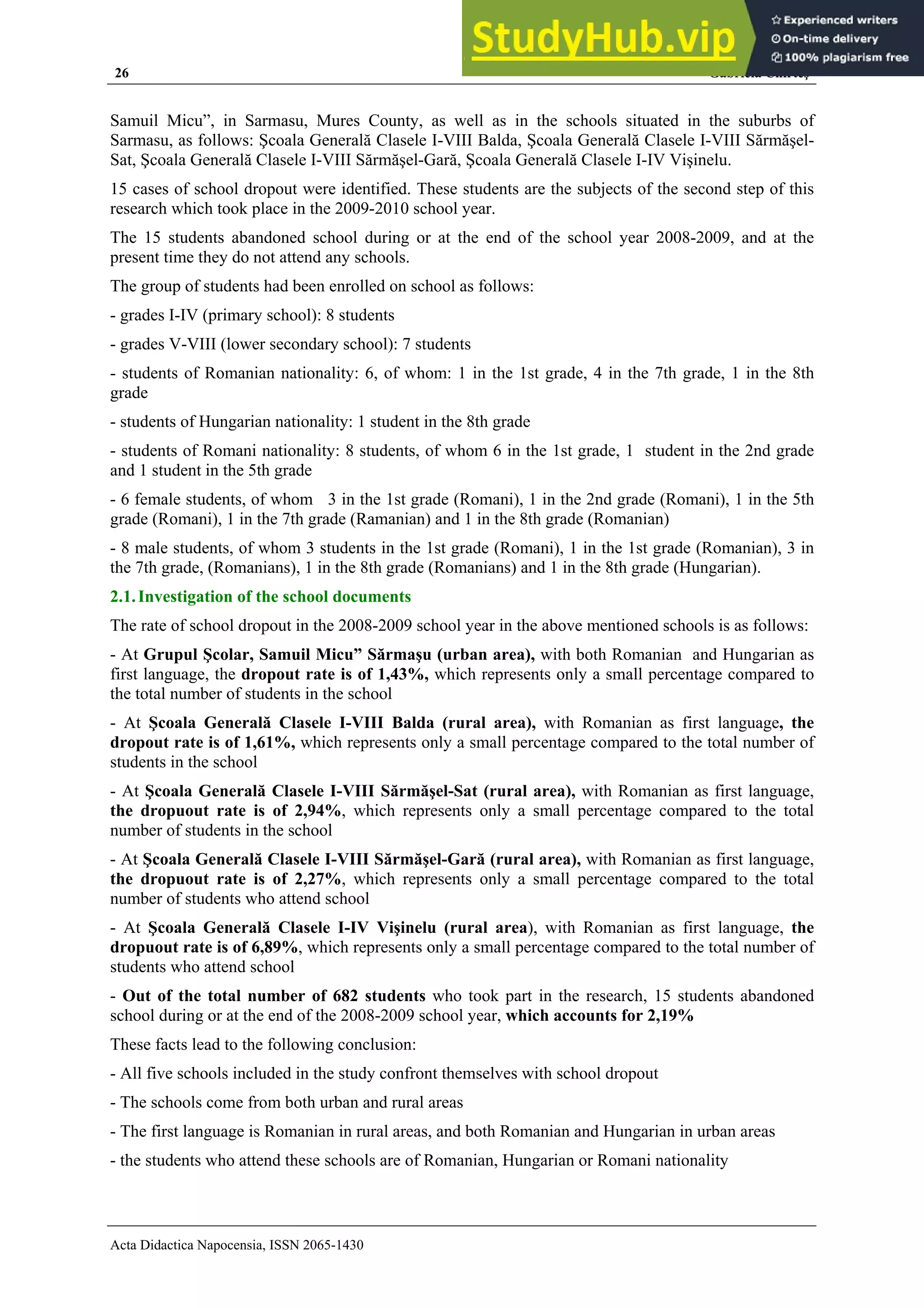 A CASE STUDY INTO THE CAUSES OF SCHOOL DROPOUT | PDF
