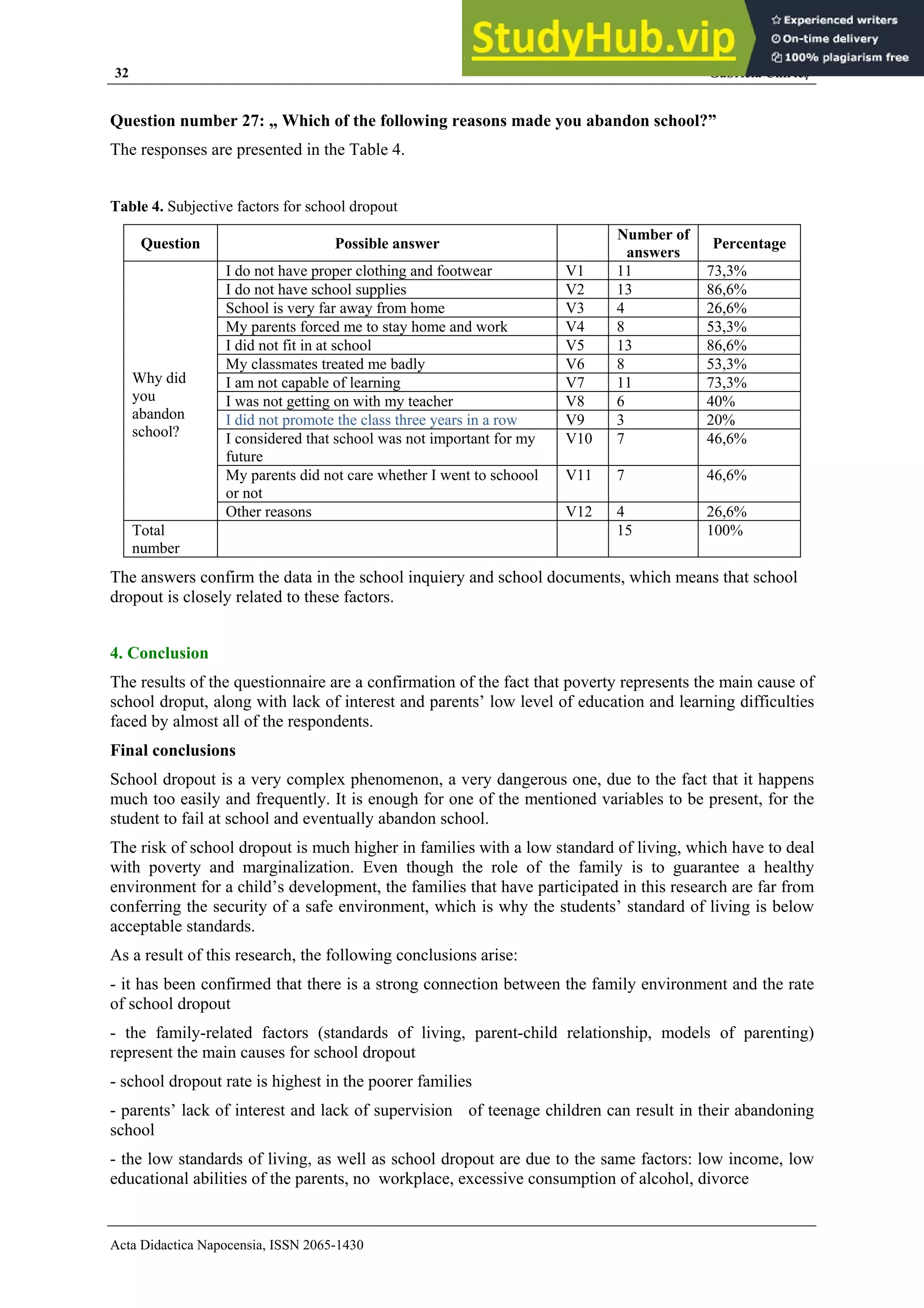 A CASE STUDY INTO THE CAUSES OF SCHOOL DROPOUT | PDF