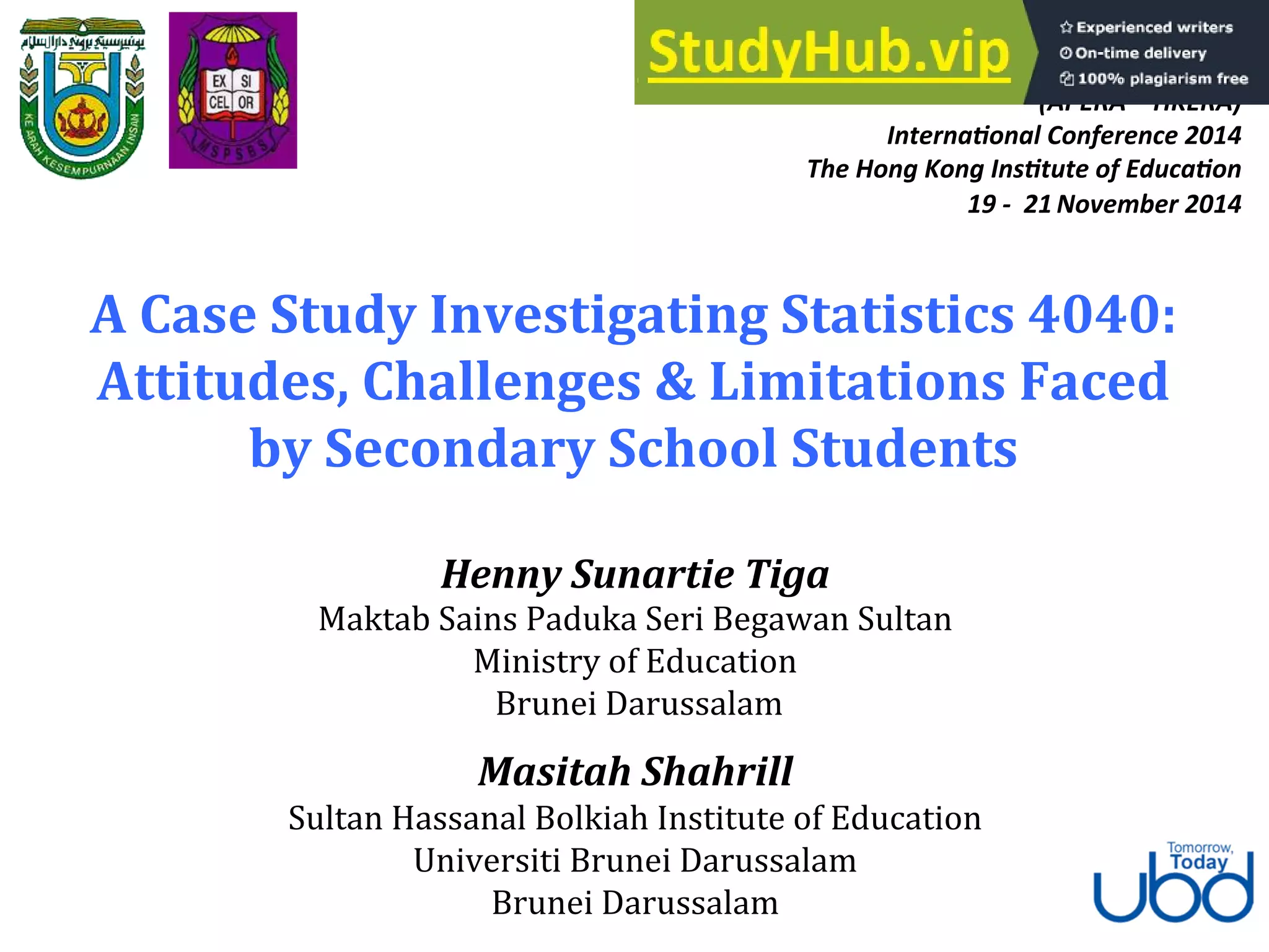 A Case Study Investigating Statistics 4040 Attitudes, Challenges and ...
