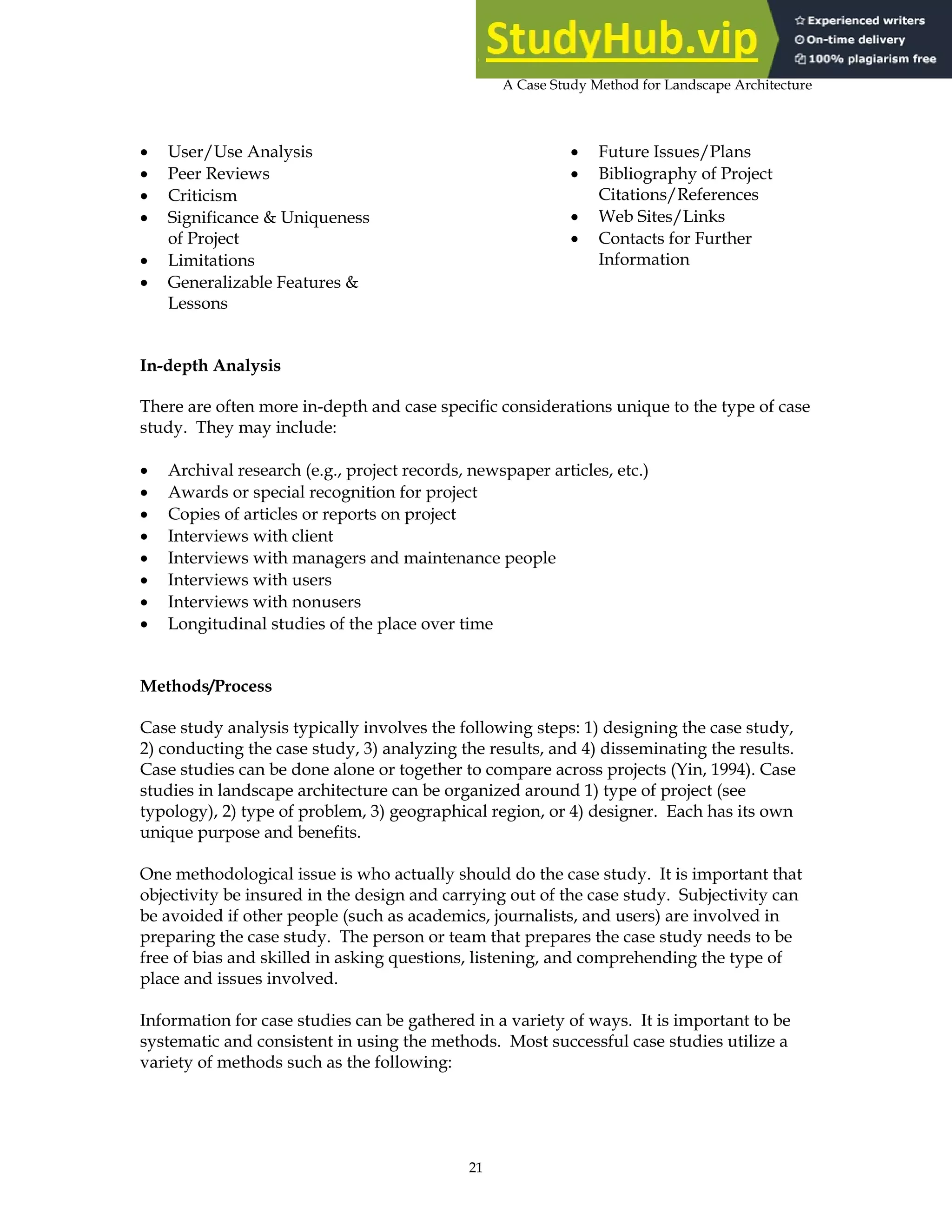 A CASE STUDY METHOD FOR LANDSCAPE ARCHITECTURE | PDF
