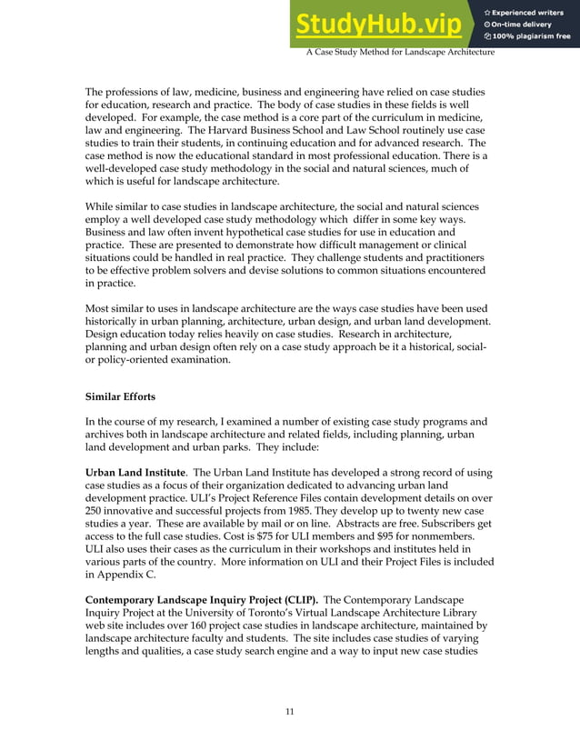 A CASE STUDY METHOD FOR LANDSCAPE ARCHITECTURE | PDF