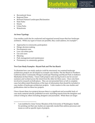 A CASE STUDY METHOD FOR LANDSCAPE ARCHITECTURE | PDF