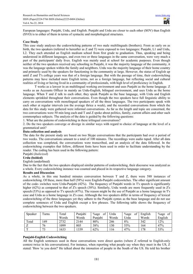 A case study of code switching in trilingual conversations | PDF