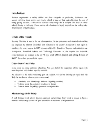 A case study of cost analysis and pricing decision of sme | PDF