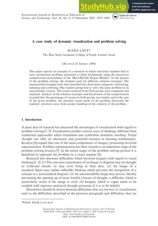 A Case Study Of Dynamic Visualization And Problem Solving | PDF | Games ...