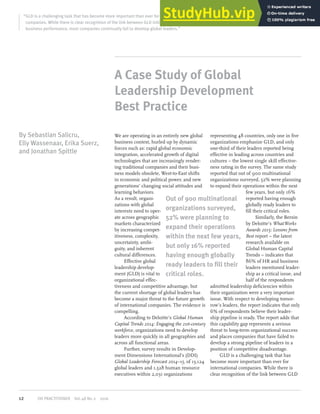 A Case Study Of Global Leadership Development Best Practice | PDF