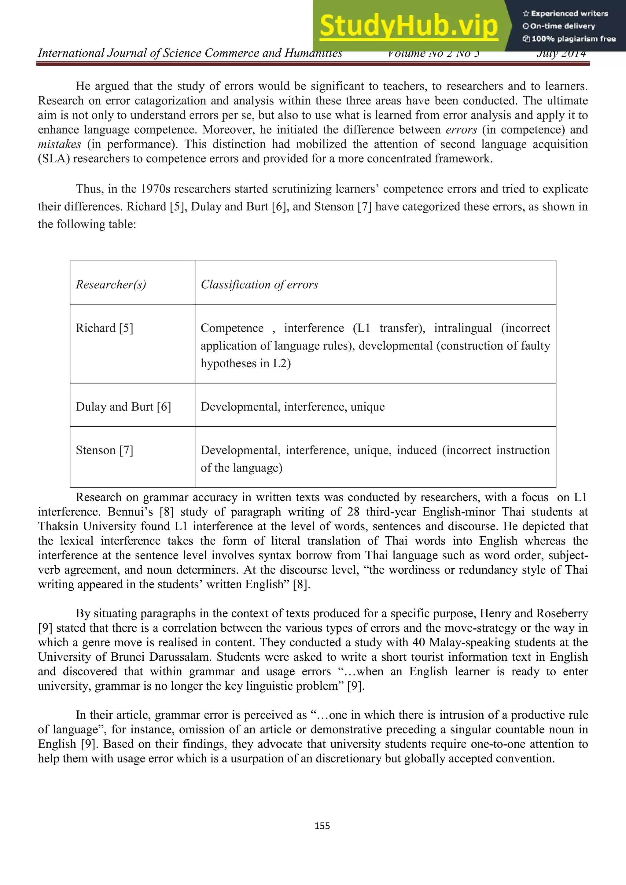A Case Study Of Grammatical Errors Made By Malaysian Students | PDF