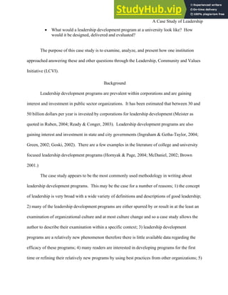 A Case Study Of Leadership Development And Organizational Change | PDF