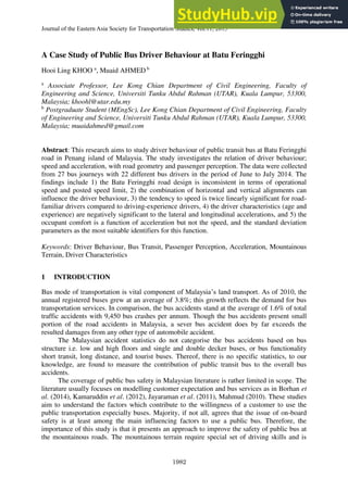 A Case Study Of Public Bus Driver Behaviour At Batu Feringghi | PDF | Auto Safety | Automotive