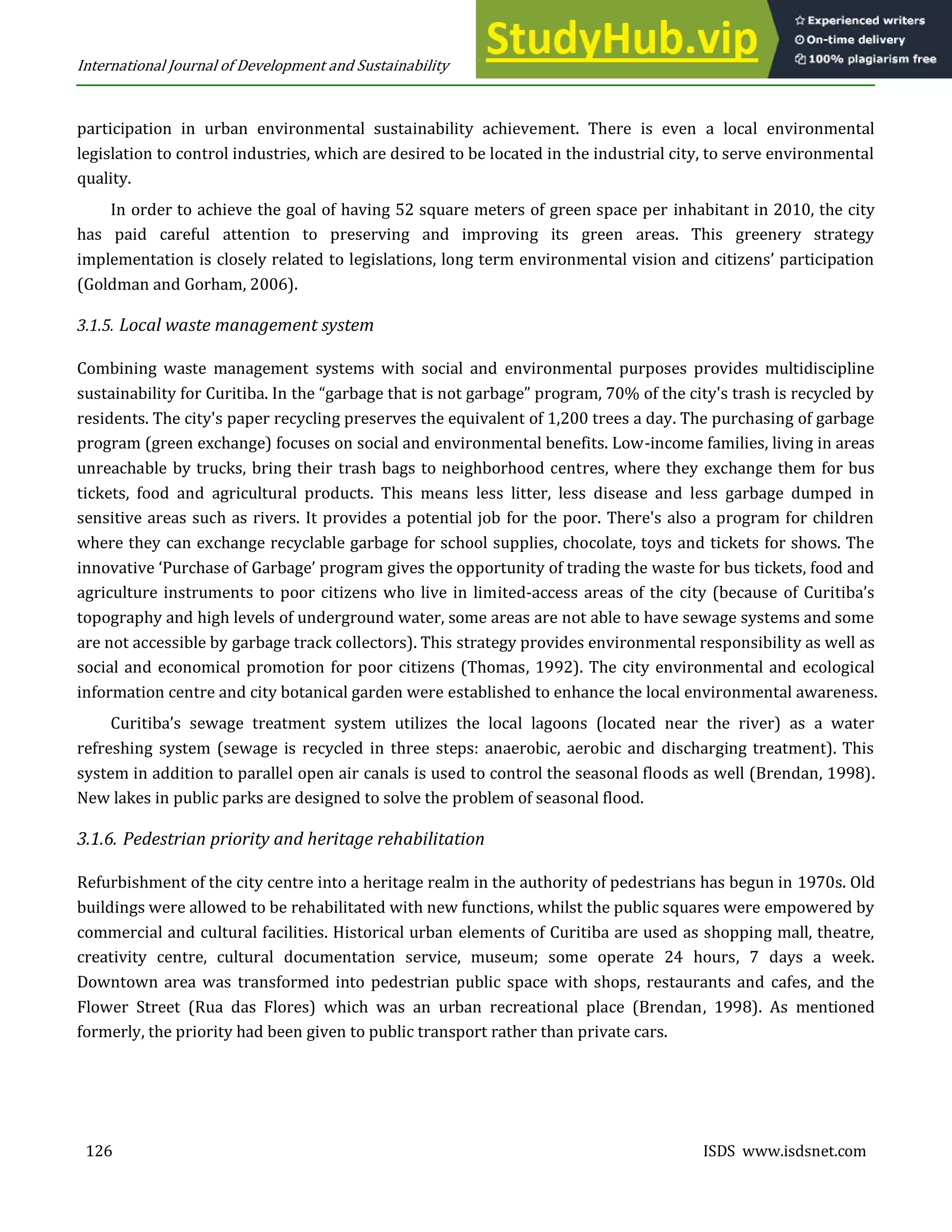 A Case Study Of Sustainable Urban Planning Principles In Curitiba ...