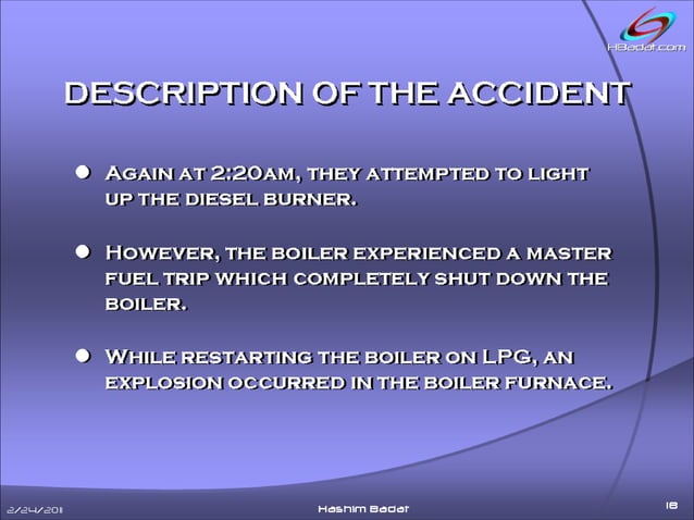 A CASE STUDY OF THE BOILER ACCIDENT, Process Safety Management System | PPT