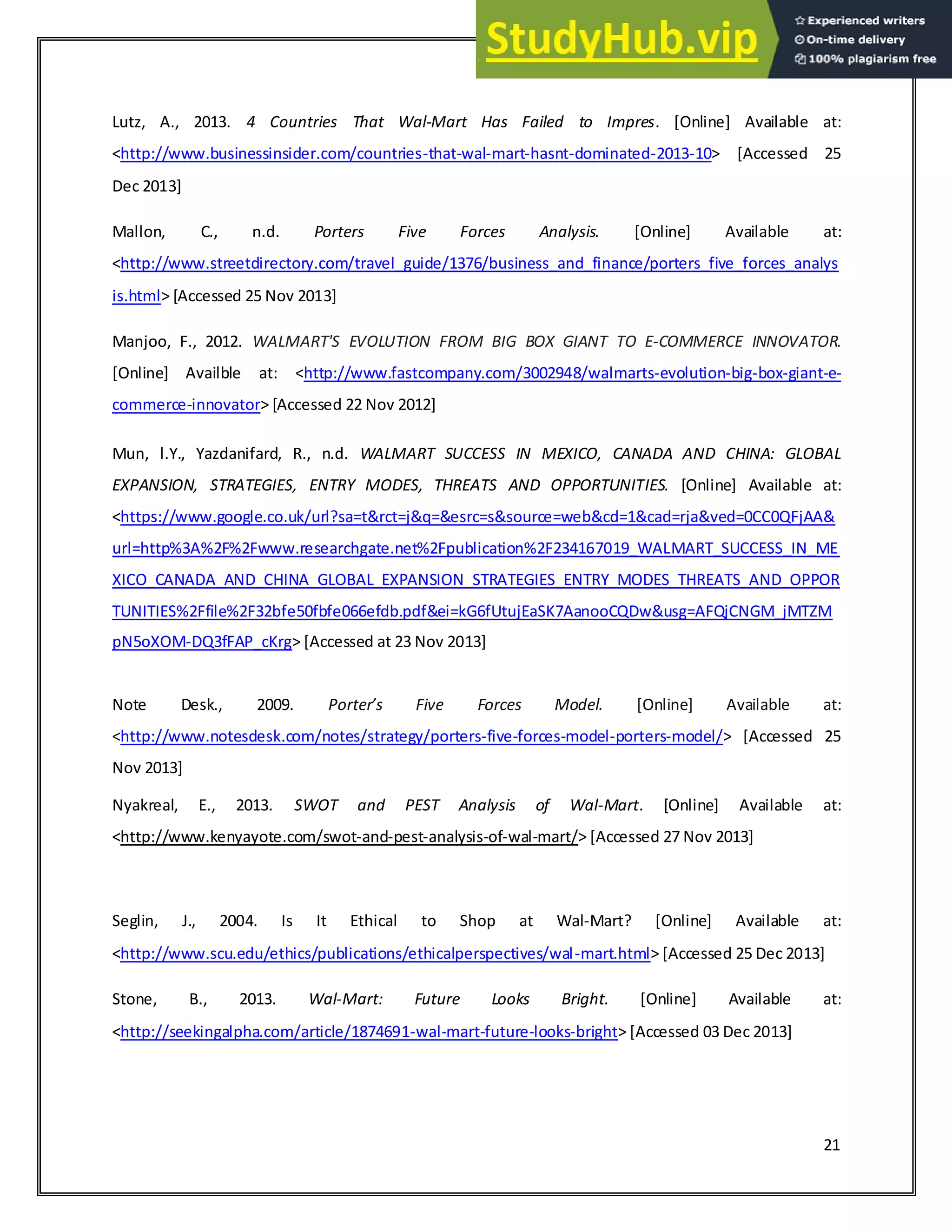 A Case Study Of Wal-Mart. | PDF