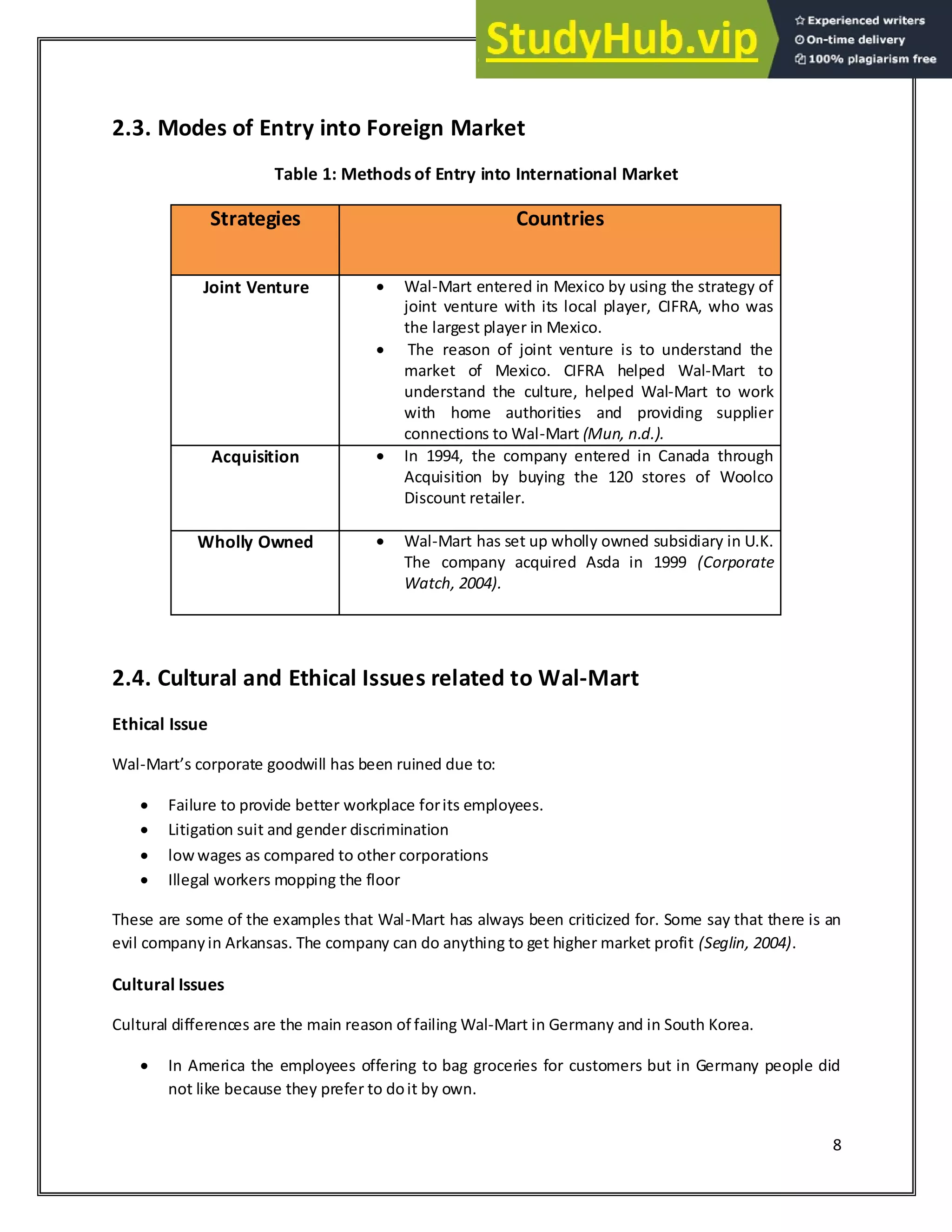 A Case Study Of Wal-Mart. | PDF