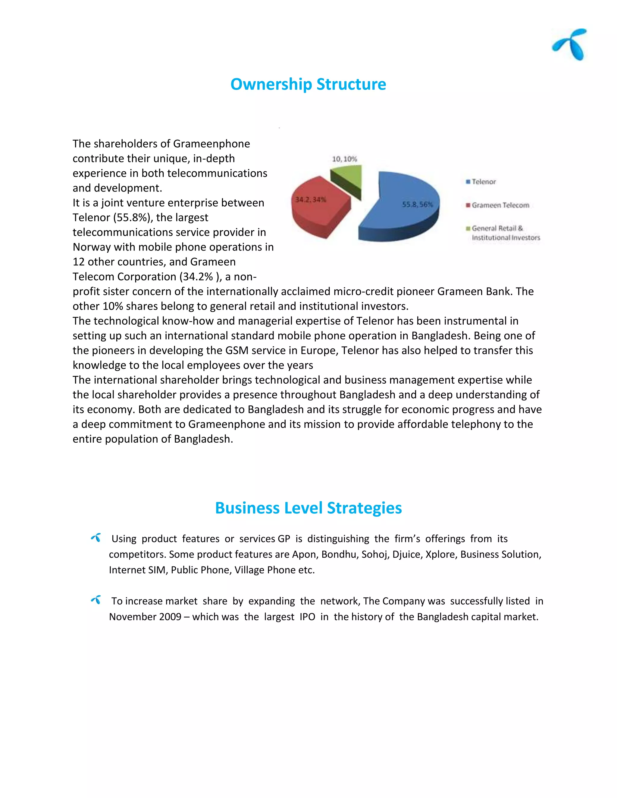 A case study on GrameenPhone Business level Strategy | DOCX