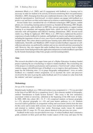 A Case Study On Audio Feedback With Geography Undergraduates | PDF