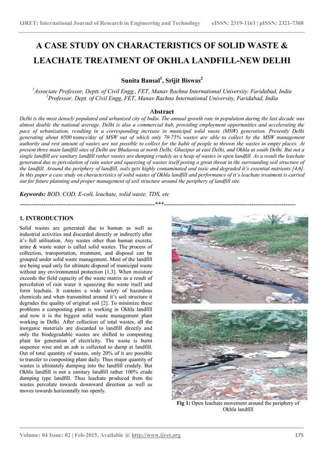 A case study on characteristics of solid waste & leachate treatment of ...