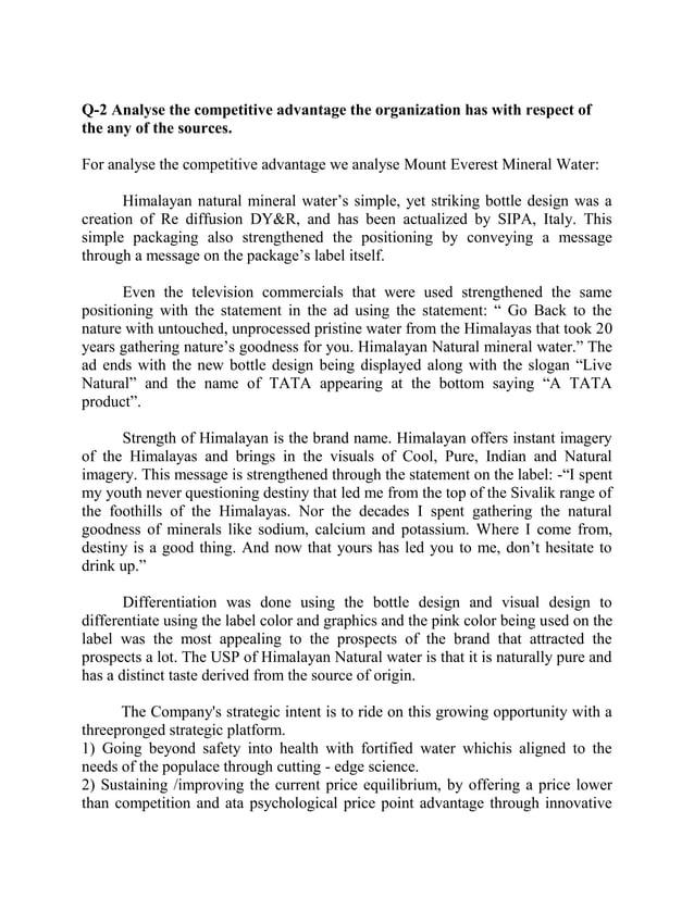 A case study on competition in the bottled water industry in 2006 | DOCX