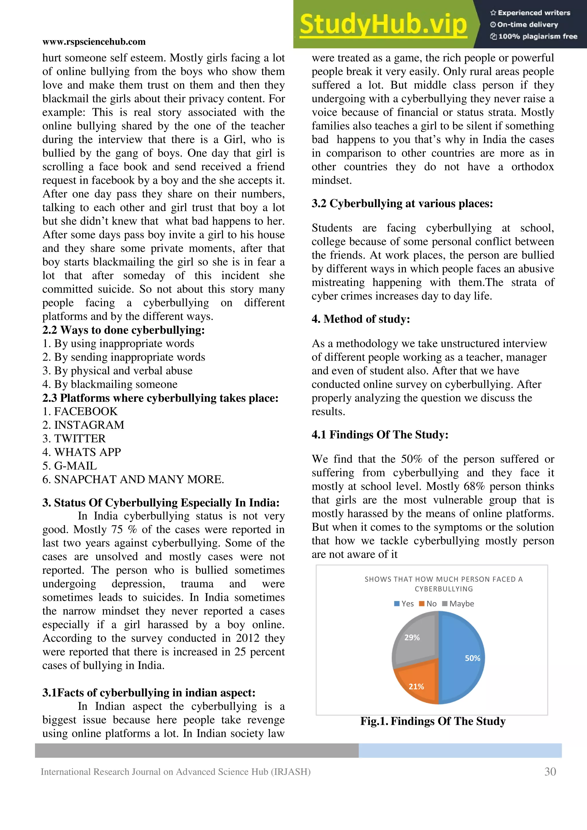 A Case Study On Cyber Bullying | PDF