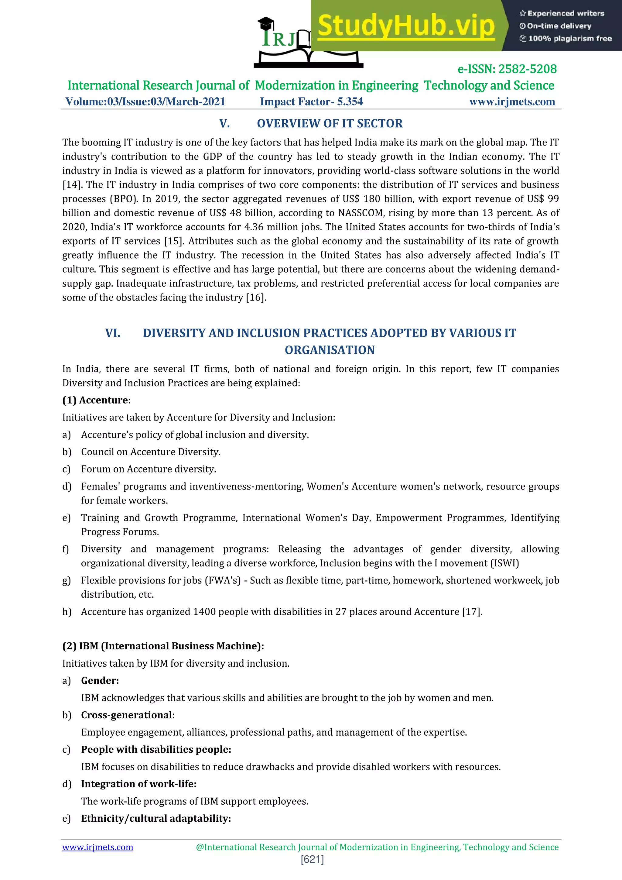 A CASE STUDY ON DIVERSITY AND INCLUSION OF IT SECTOR A ROAD MAP FOR ...