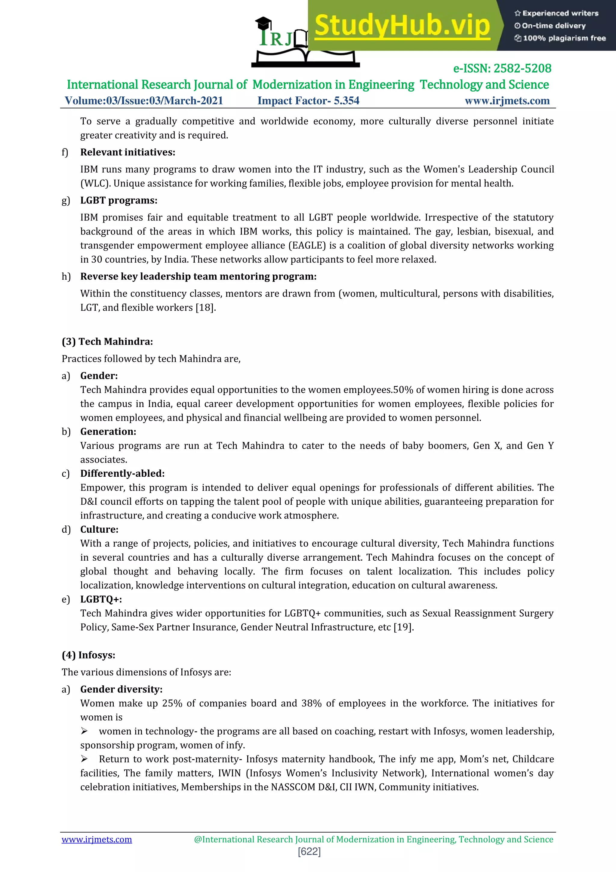 A CASE STUDY ON DIVERSITY AND INCLUSION OF IT SECTOR A ROAD MAP FOR ...