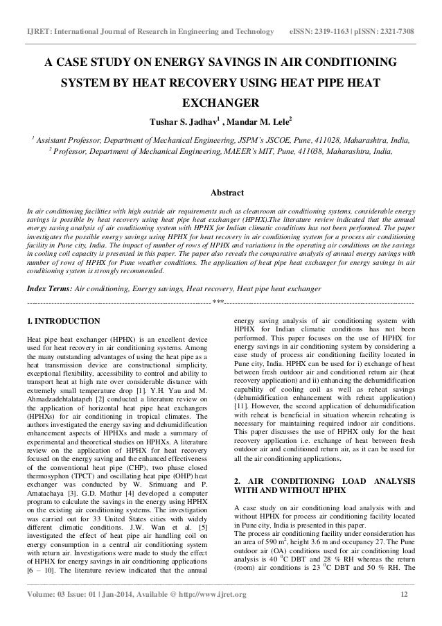 A case study on energy savings in air conditioning system by heat rec…