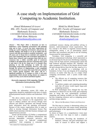 A Case Study On Implementation Of Grid Computing To Academic ...