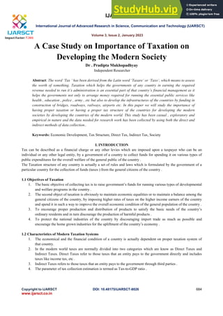 A Case Study On Importance Of Taxation On Developing The Modern Society ...