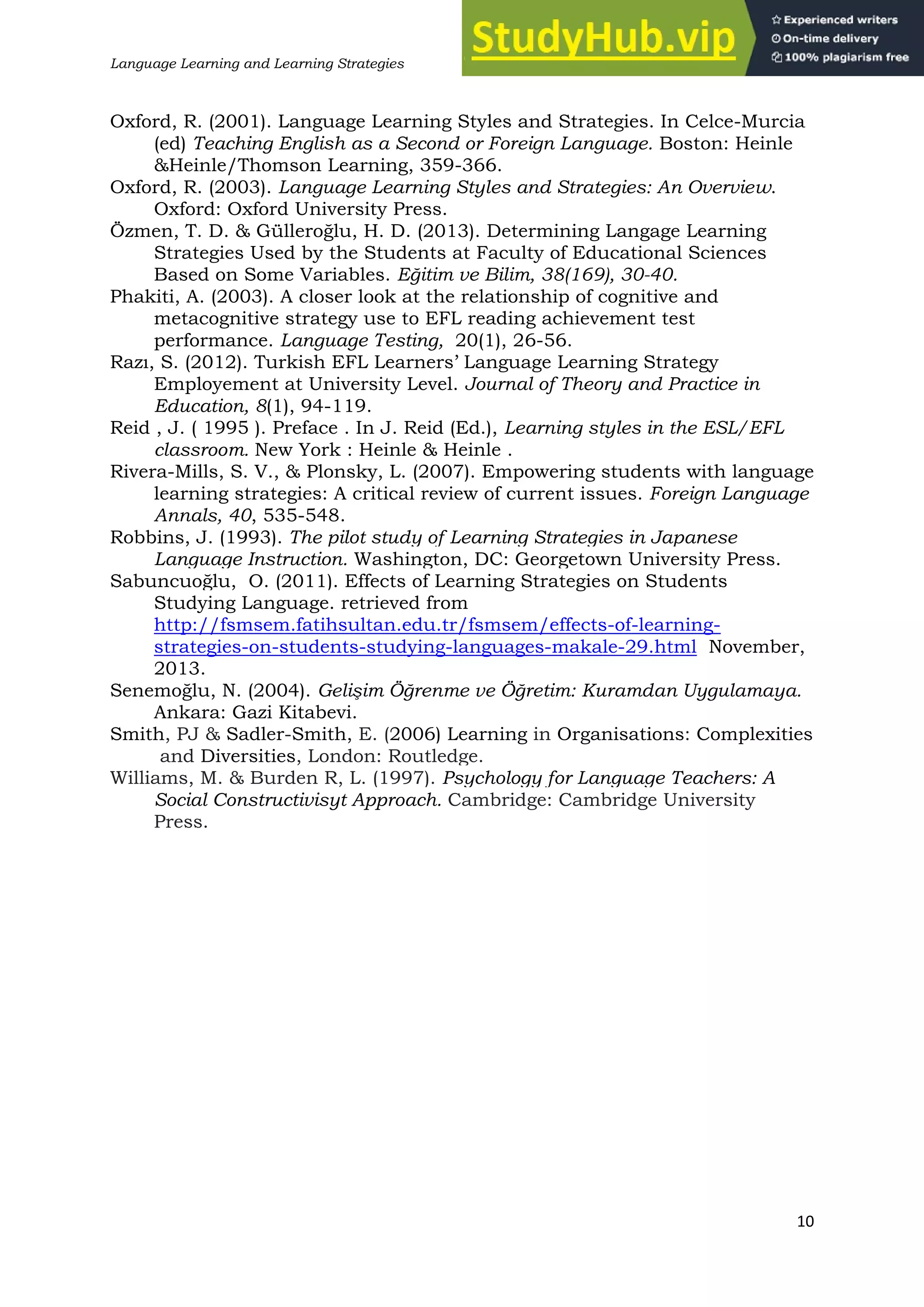 A Case Study On Language Learning Strategies Of EFL Learners At A State ...