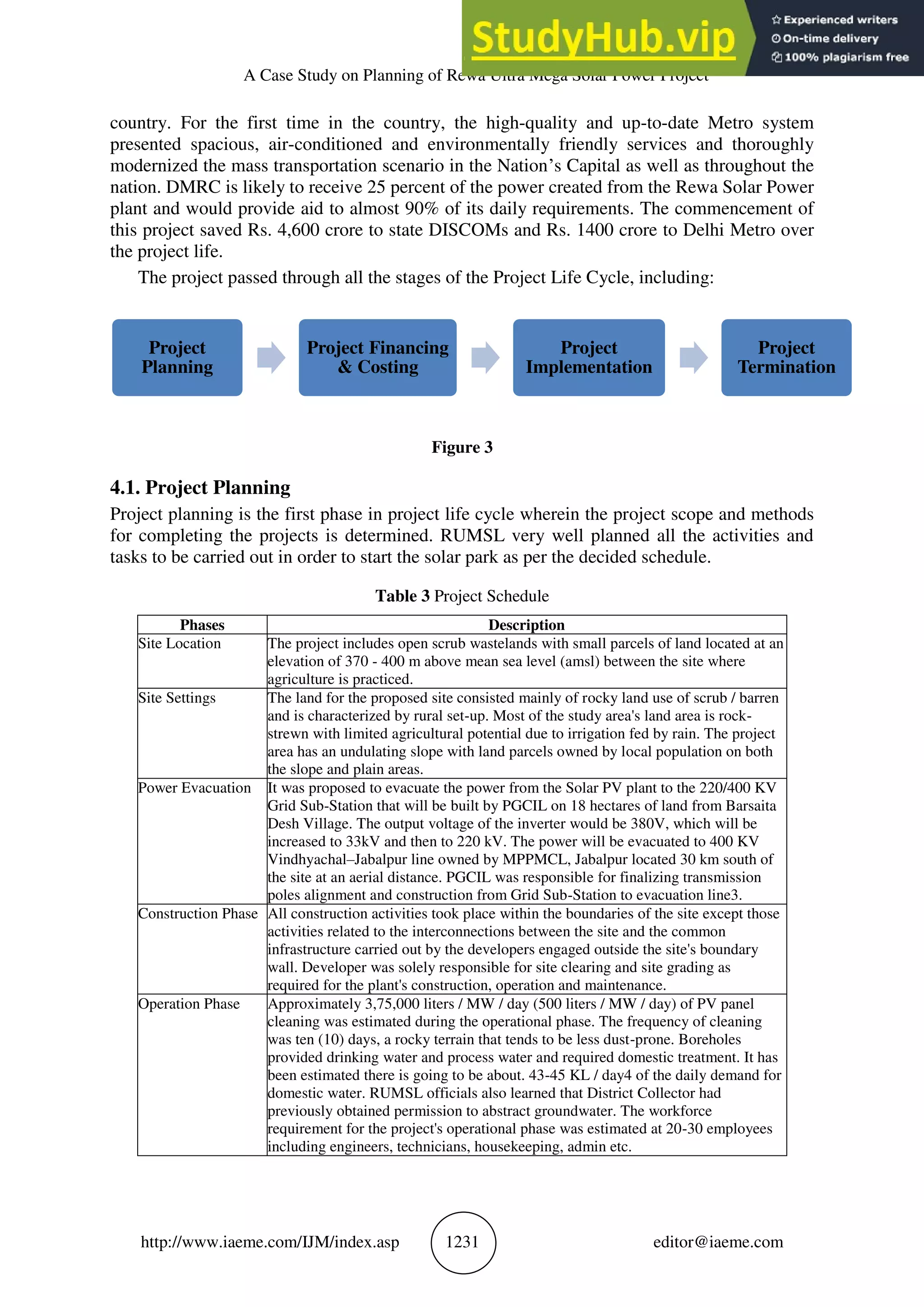 A CASE STUDY ON PLANNING OF REWA ULTRA MEGA SOLAR POWER PROJECT | PDF