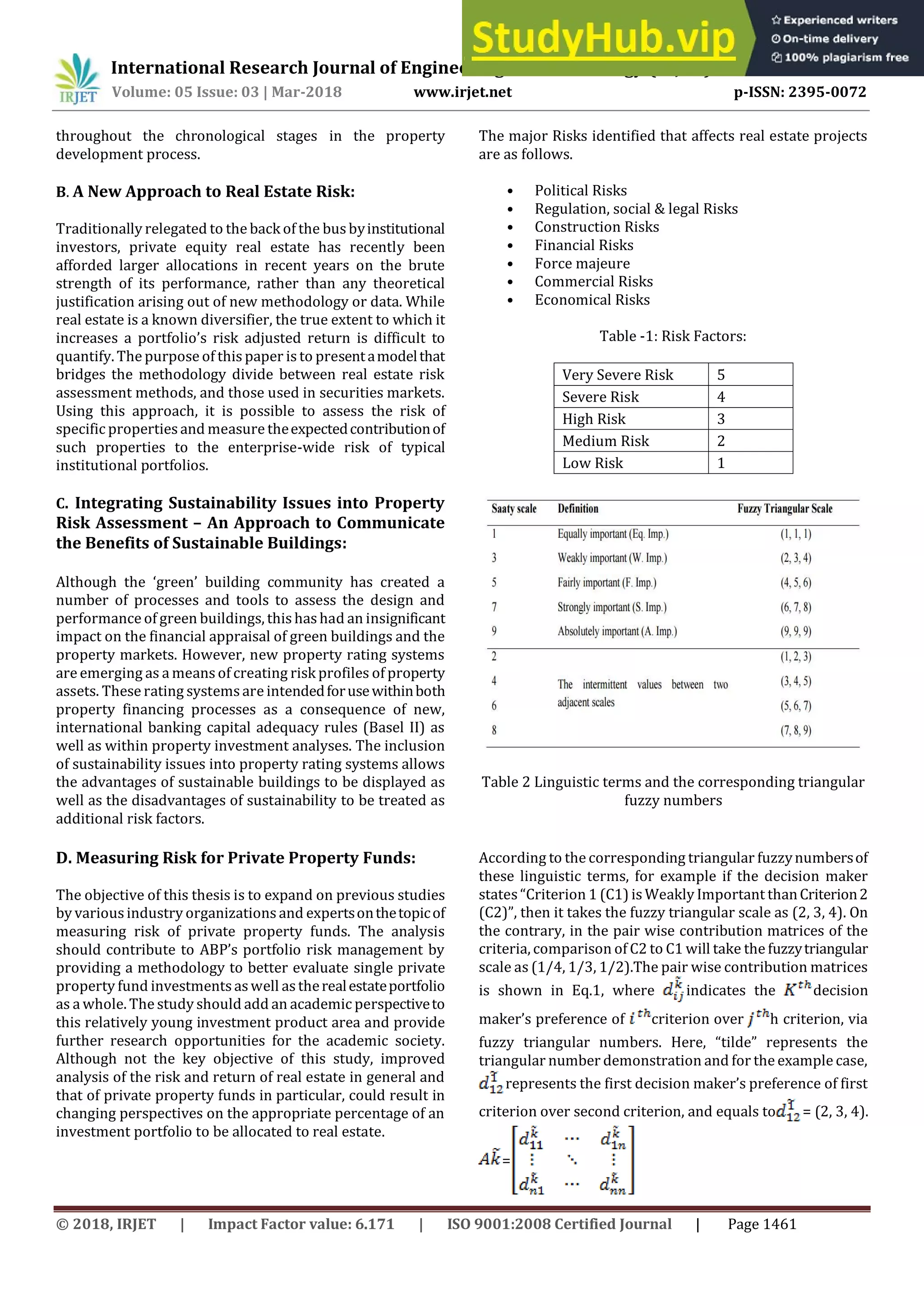 A Case Study On Risk Identification And Risk Assessment In Real Estate Projects | PDF
