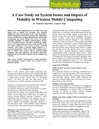 A Case Study On System Issues And Impact Of Mobility In Wireless Mobile ...