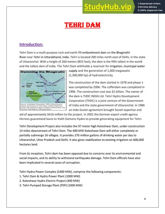 A CASE STUDY ON TEHRI DAM | PDF | Power and Energy Industry | Industries