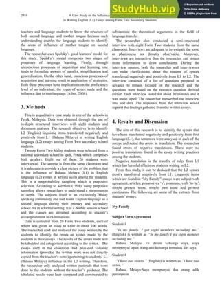 A Case Study On The Influence Of First Language Syntax (L1) In Writing English (L2) Essays Among ...