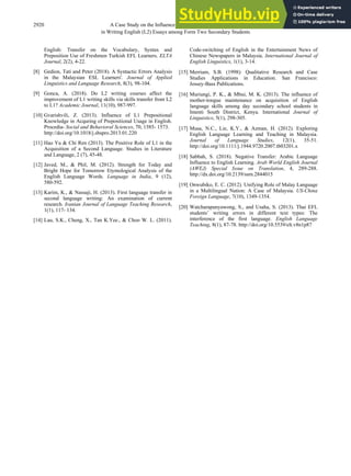 A Case Study On The Influence Of First Language Syntax (L1) In Writing English (L2) Essays Among ...