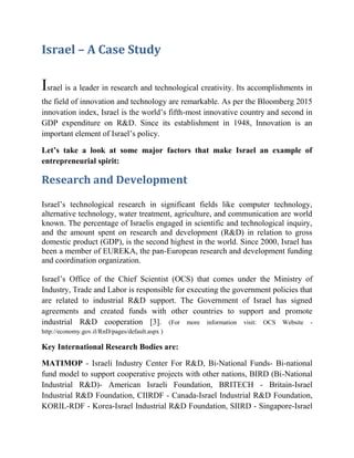 A case study on the Israeli Conceptual Abilities/Innovations by Devsena ...